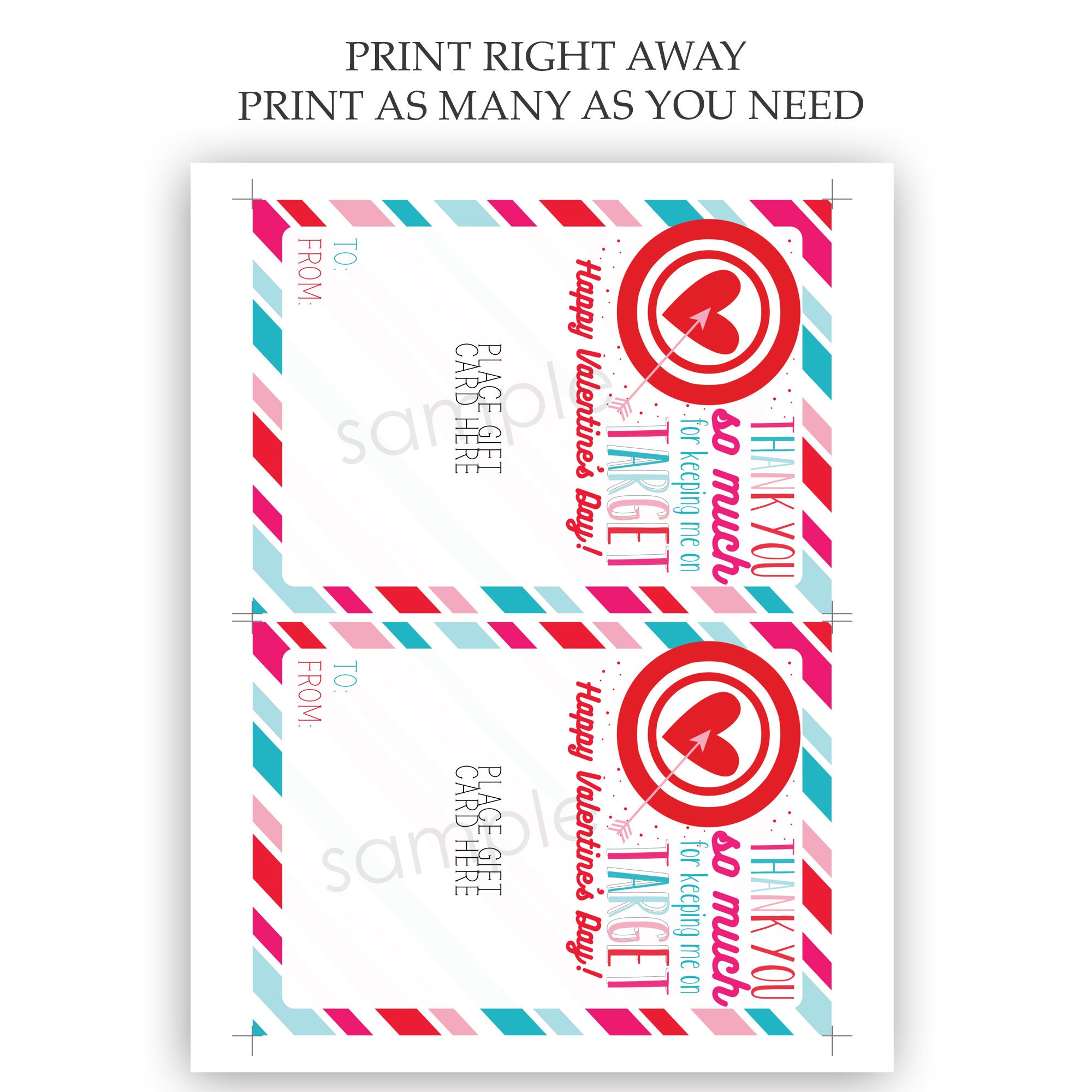 Printable Valentine's Day Gift for Teachers, Valentines Day Target Gift ...