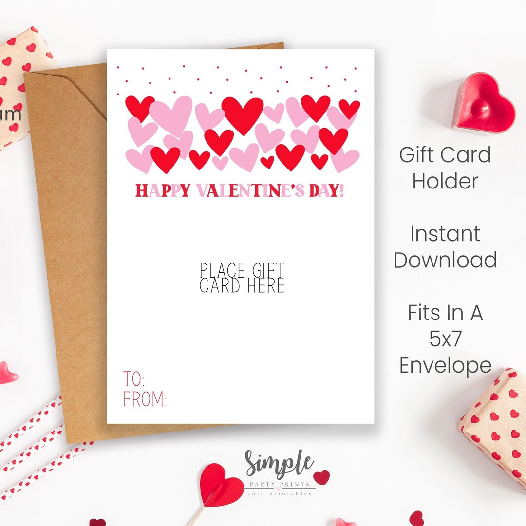 Simple Valentines Day Gift Card Holder, Printable Valentine's Day Gift ...