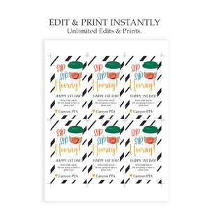 Happy First Day of School Printable Tags, Welcome Back to School Labels ...