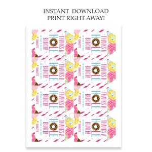 Donut Printable Tag, Printable Thank You, Teacher Gift, Editable End of ...