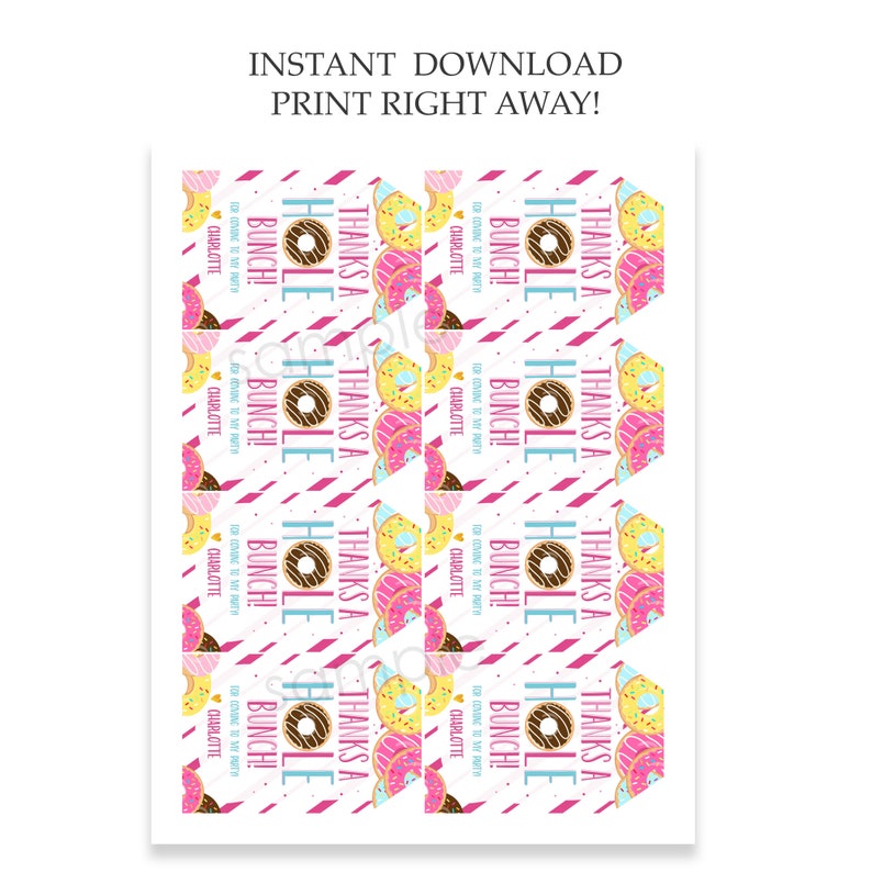 Donut Printable Tag, Printable Thank You, Teacher Gift, Editable End of ...