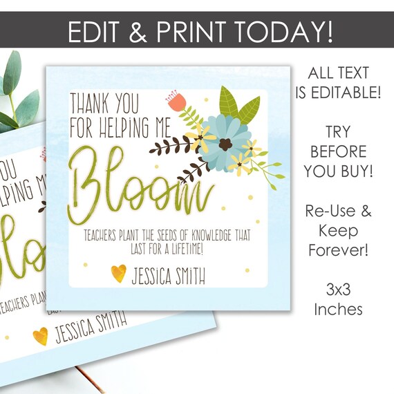 Teacher Appreciation Printable Tag, Printable Thank You for Helping Me ...