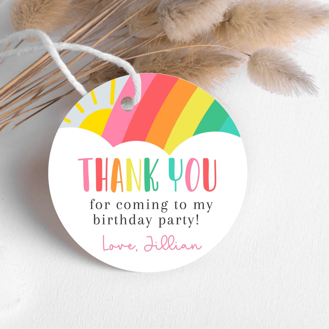 Rainbow Sticker Tag Printable Favor Gift Tags All Text is Editable ...