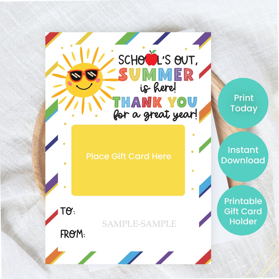 Printable End of the School Year Gift Card Holder Template, Summer is ...