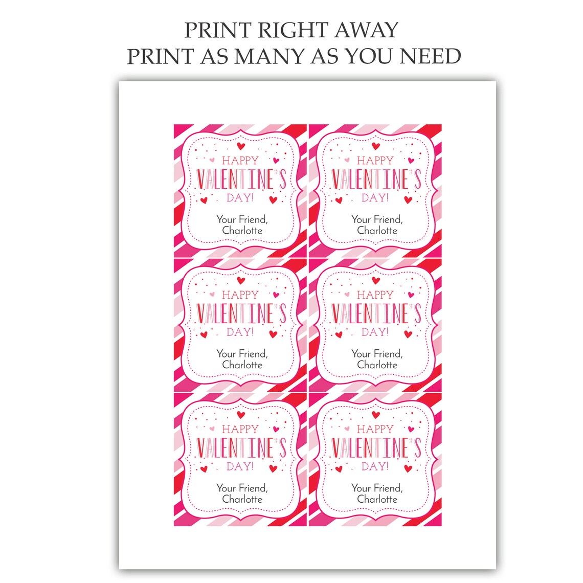 Printable Valentine's Day Gift Tags Valentines Day Treat - Etsy