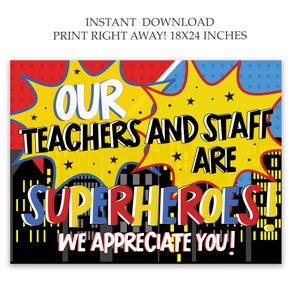 Printable Superhero Yard Sign for Teacher Appreciation Week Ideas ...