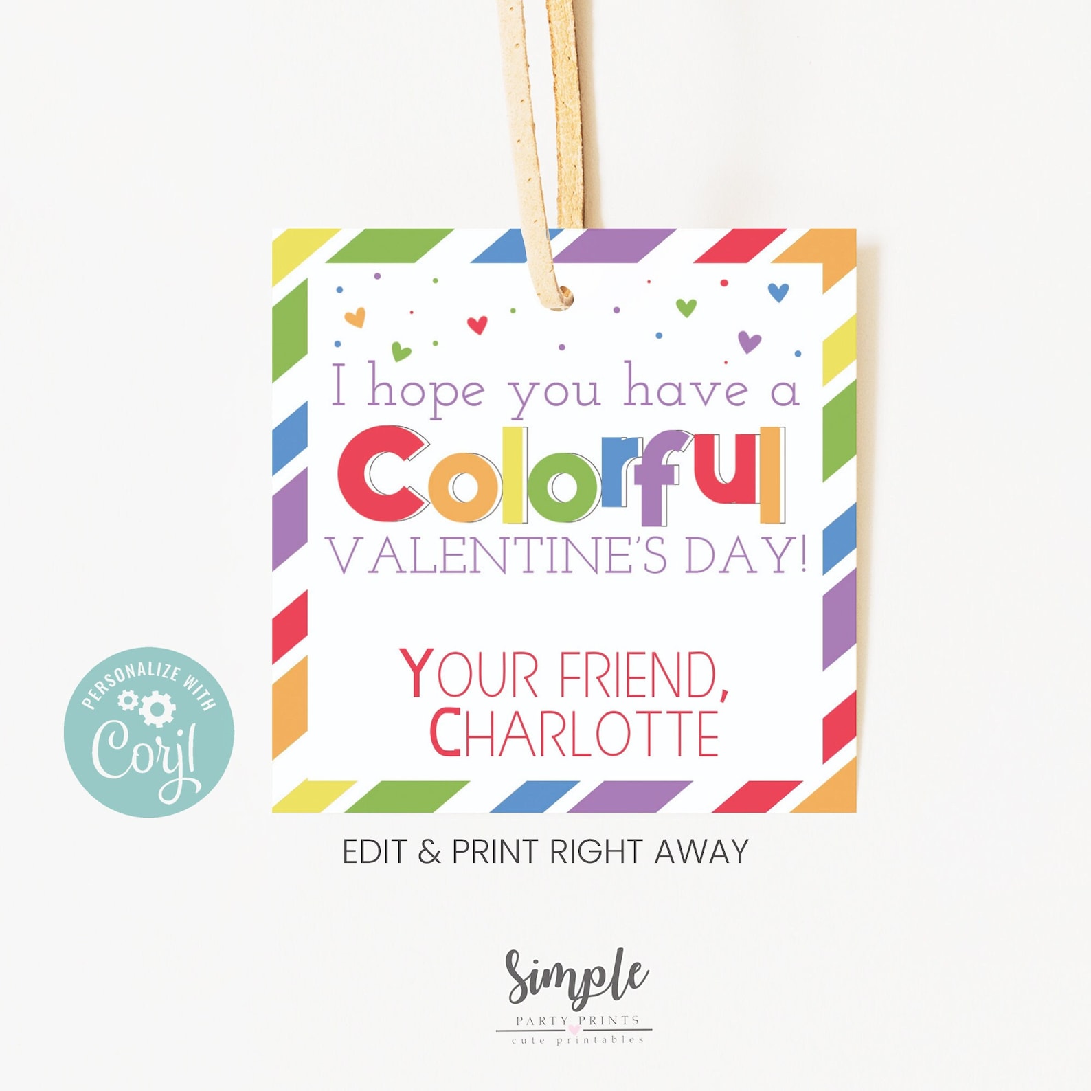 Printable Valentines Day Kids Cards, Valentine's Tag, Valentine Label ...