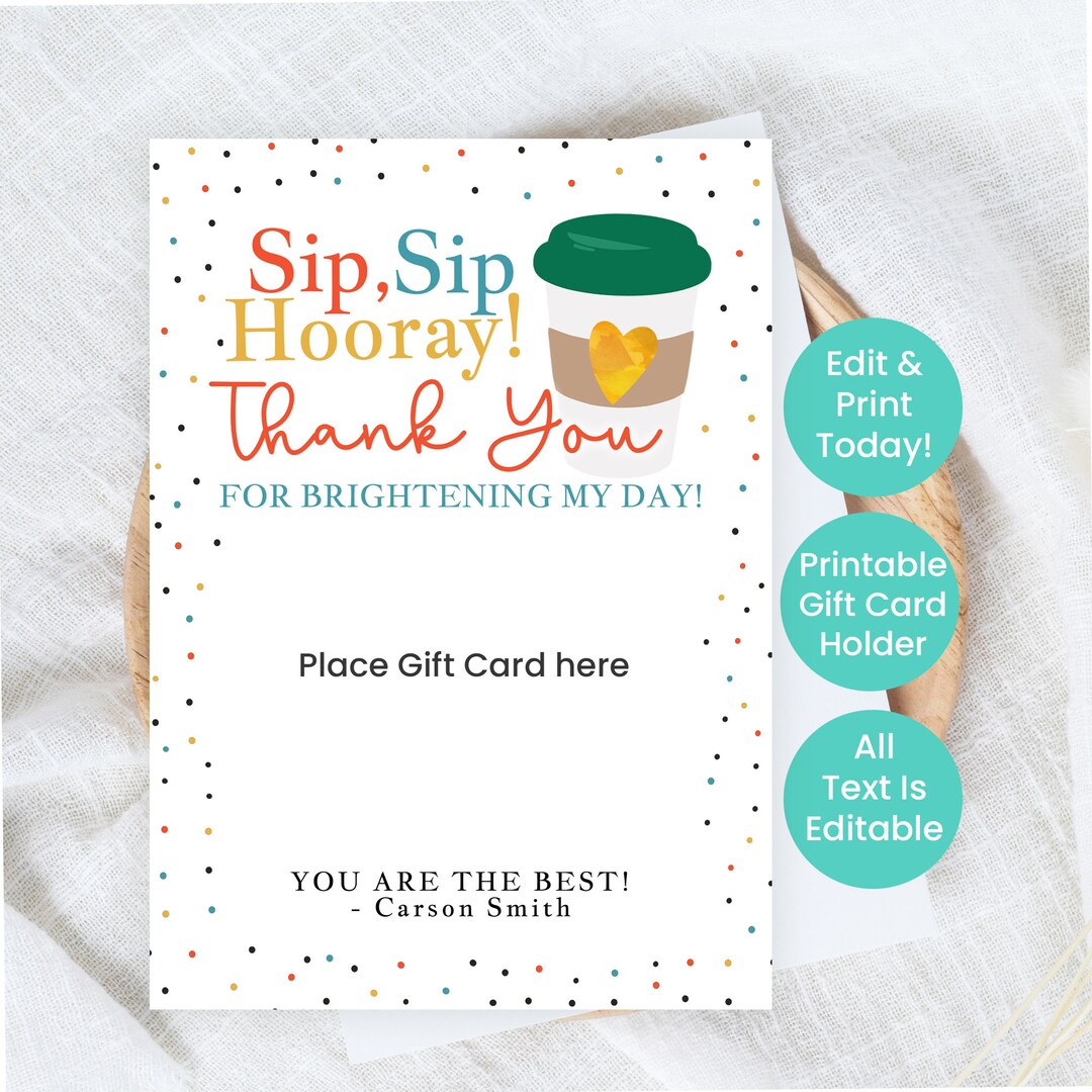 Coffee Gift Card Holder | Thank You Card | Printable Gift Ideas to Say ...