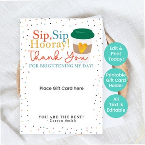 Coffee Gift Card Holder | Thank You Card | Printable Gift Ideas to Say ...