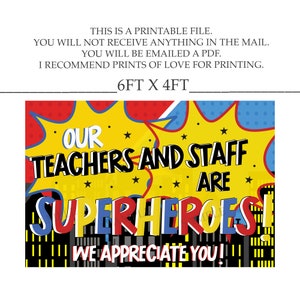 Printable Superhero Banner for Teacher Appreciation Week - Superhero ...