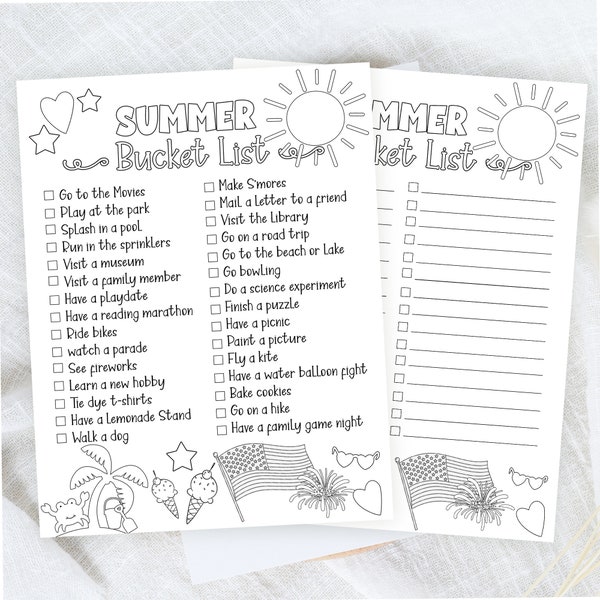 Summer Bucket List Printable - Etsy