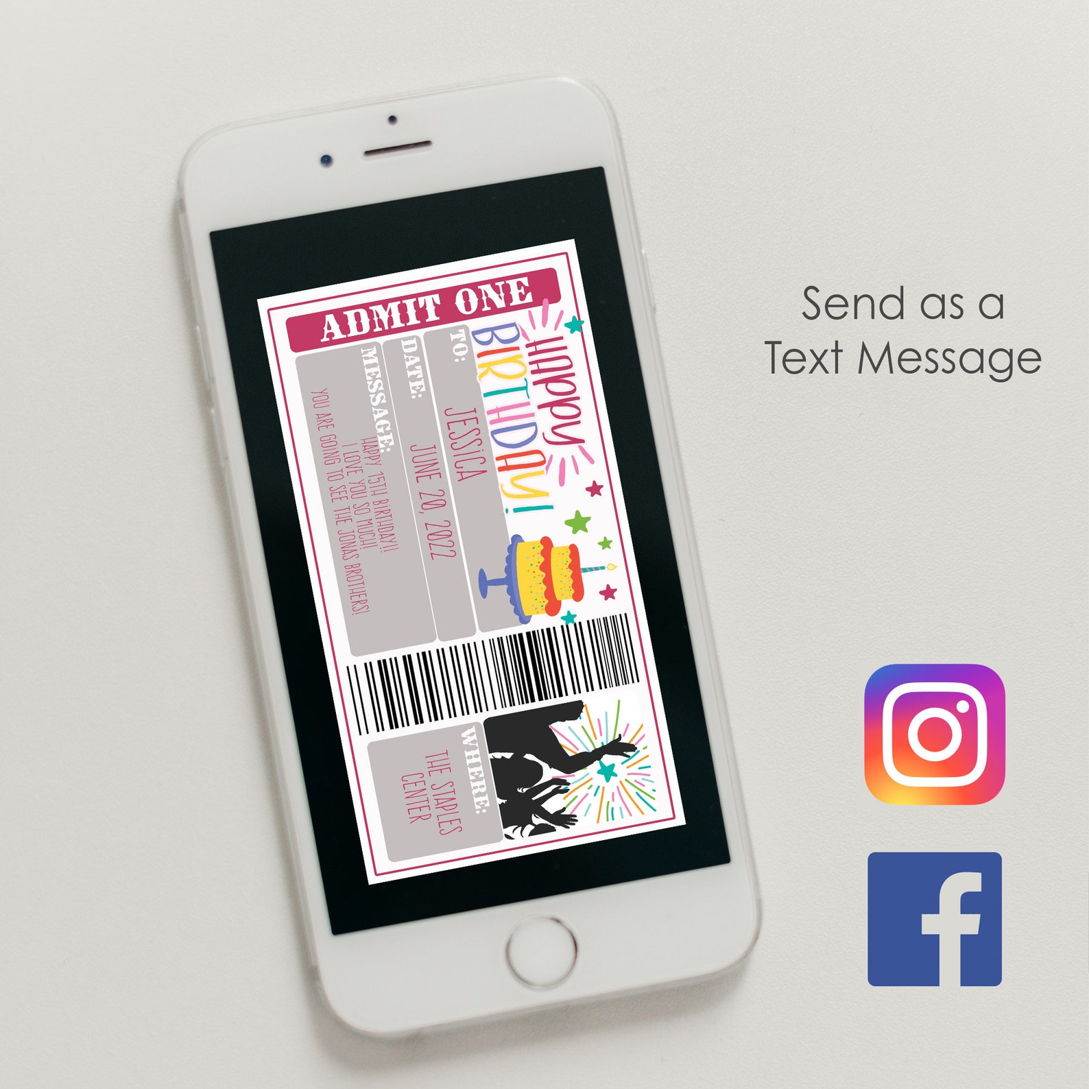 Printable Happy Birthday Concert Ticket Template Show - Etsy