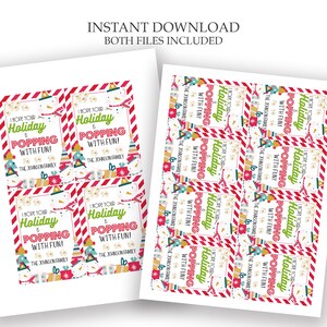 Holiday Popcorn Printable Gift Tags, Christmas Gift Ideas, Editable ...