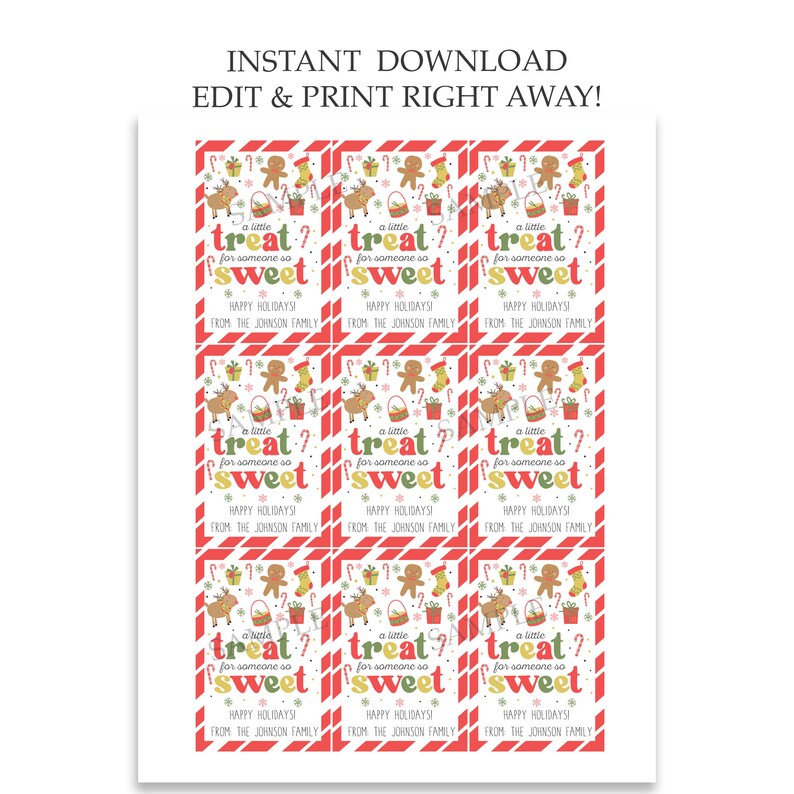 Editable Holiday Tags, Christmas Gift Tag, Printable Happy Holidays ...