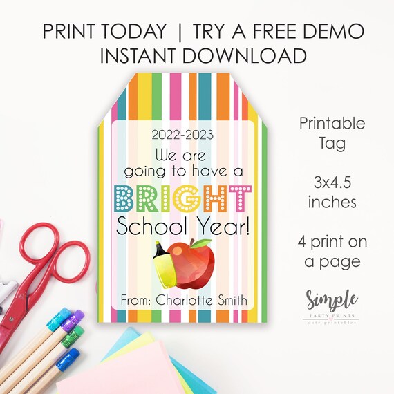 Back to School Printable Tag for Highlighters Editable Back - Etsy