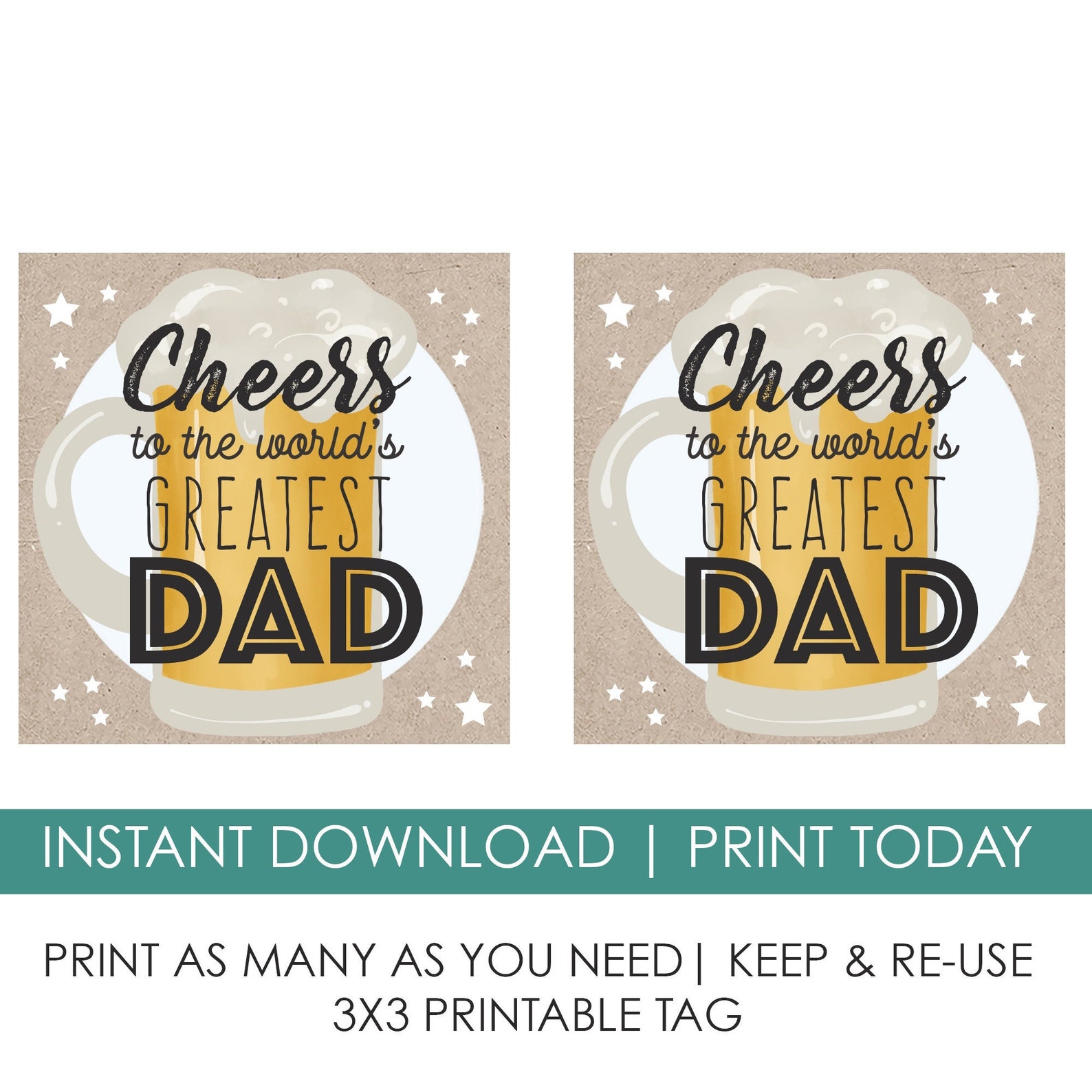 Printable Father's Day Tag Happy Fathers Day Gift Ideas - Etsy