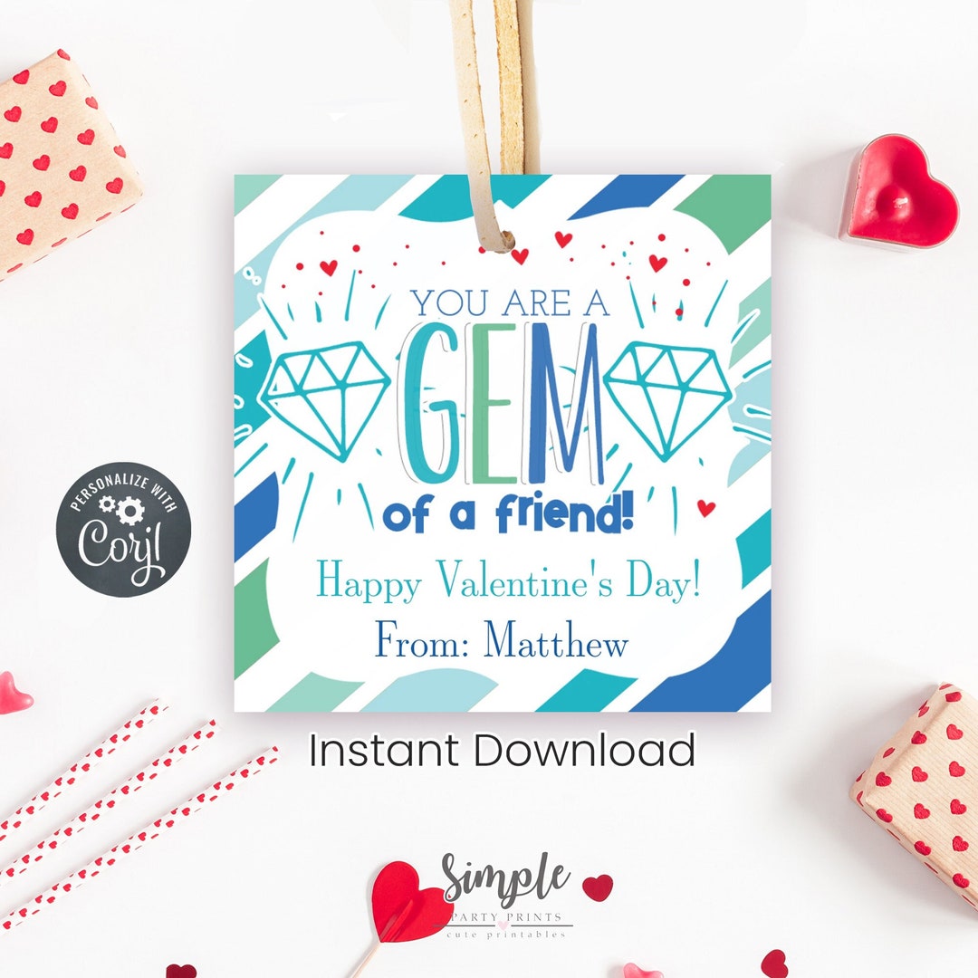 Printable Ring Pop Valentine's Day Gift Tags, Classroom Exchange Cards ...