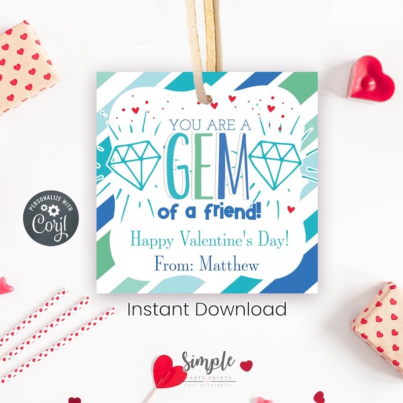 Printable Ring Pop Valentine's Day Gift Tags Classroom - Etsy