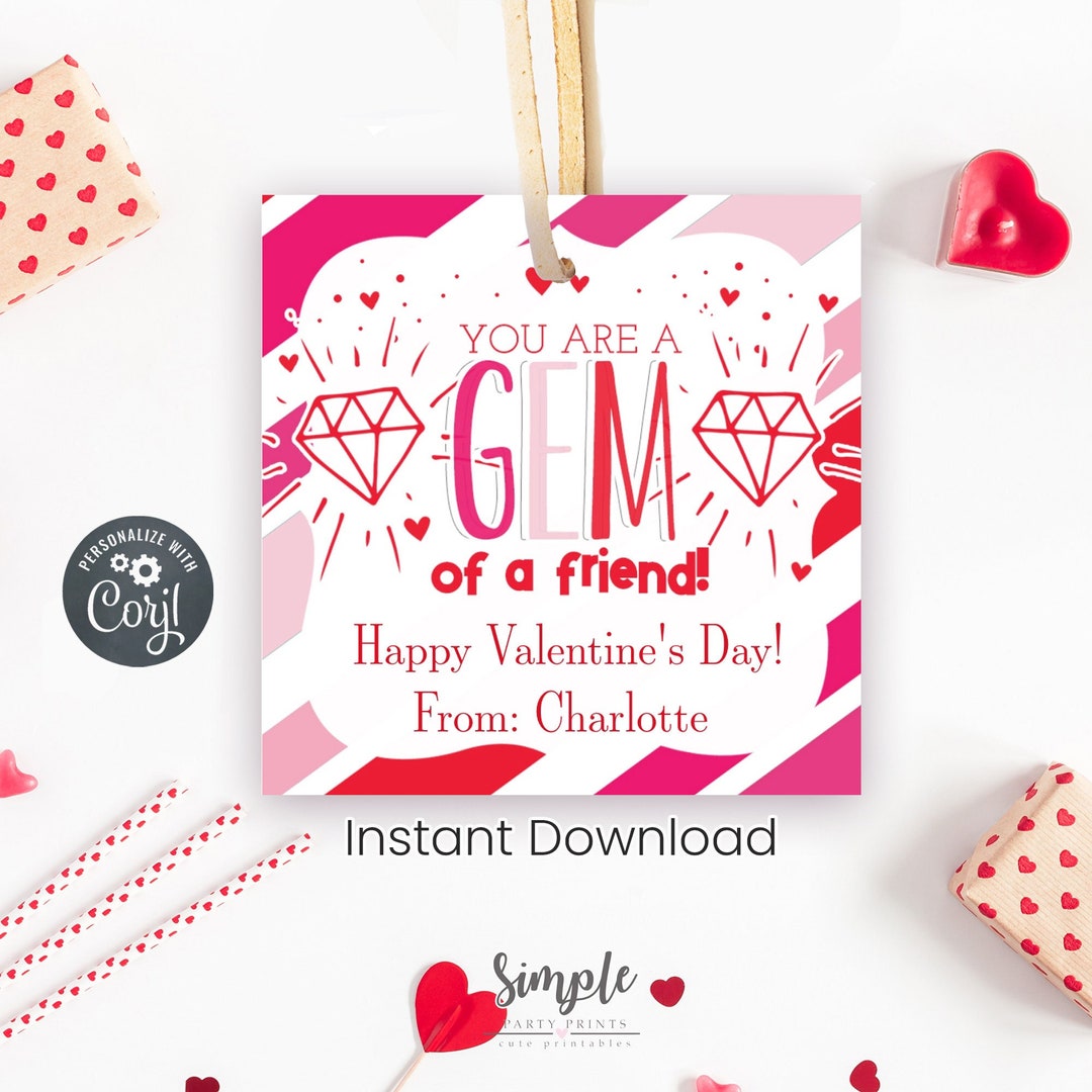 Printable Ring Pop Valentine's Day Gift Tags, Classroom Exchange Cards ...