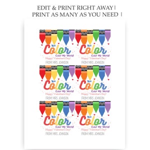 Printable Crayon Valentine's Day Kids Cards, Classroom Valentine ...