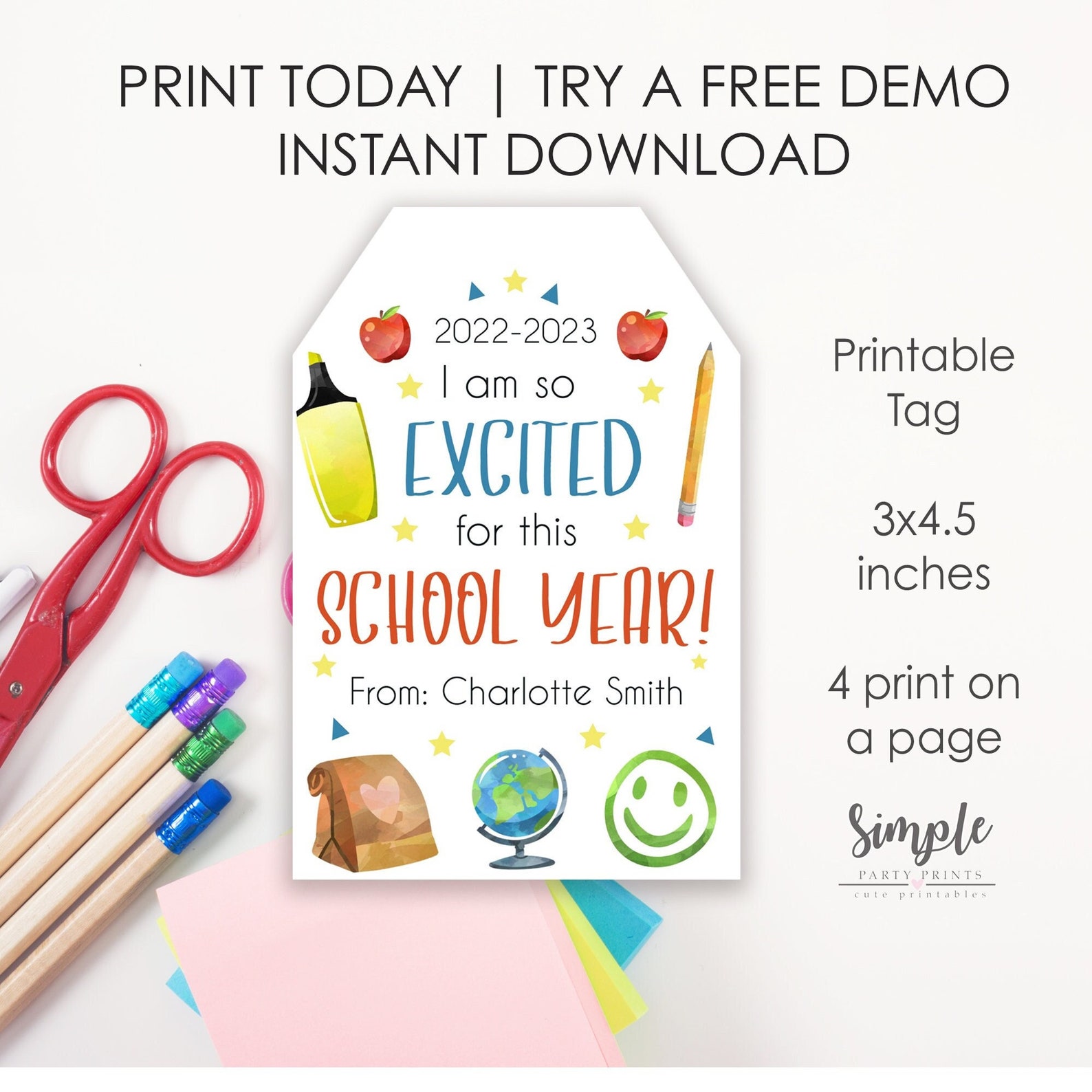 Back to School Printable Tag for Highlighters Editable Back - Etsy
