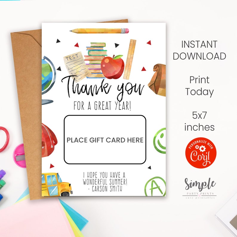 Teacher Gift Card Holder End of Year Gifts for Teachers - Etsy