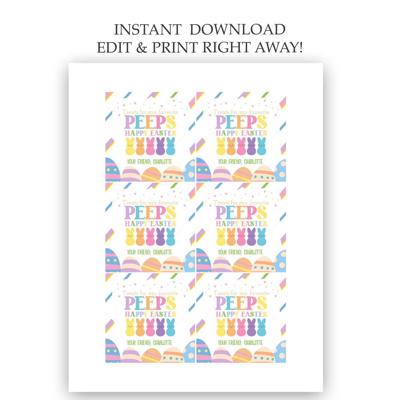 Easter Gift Tags - Personalized Pastel Bunny Labels for Baskets ...