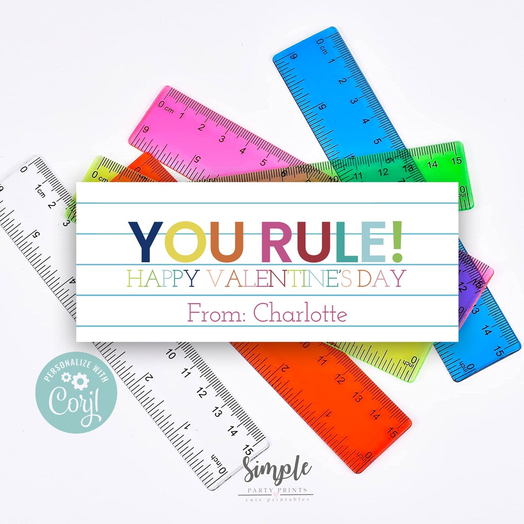 Printable Valentine's Day You Rule Cards for Classroom Parties, Non ...