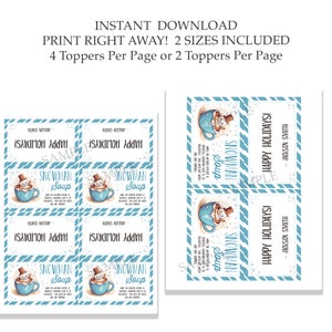 Printable Snowman Soup Treat Bag Topper, Holiday Treat Bag Toppers ...