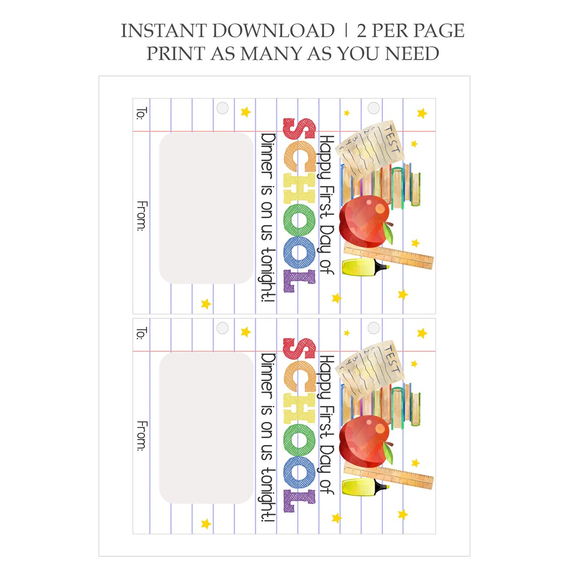 Happy First Day of School Gift Card Holder Restaurant Gift - Etsy