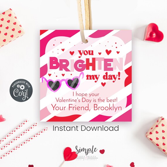 Printable Sunglasses Valentine's Day Tags, Classroom Exchange Cards for ...