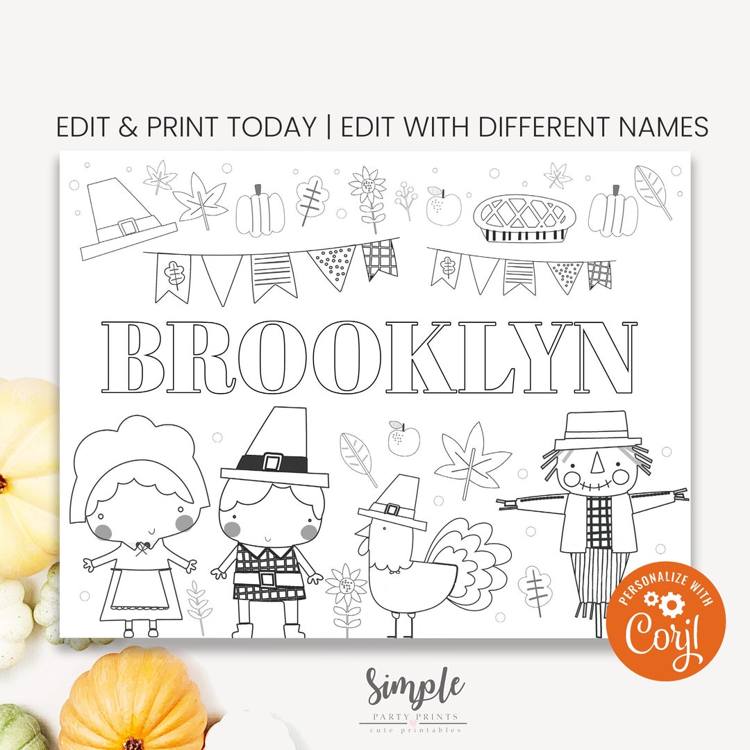 Editable Thanksgiving Coloring Page Printable Fall Harvest Color Pages ...