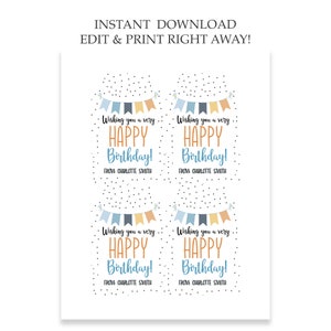 Printable Happy Birthday Tag, Editable Birthday Gift Ideas for Friends ...