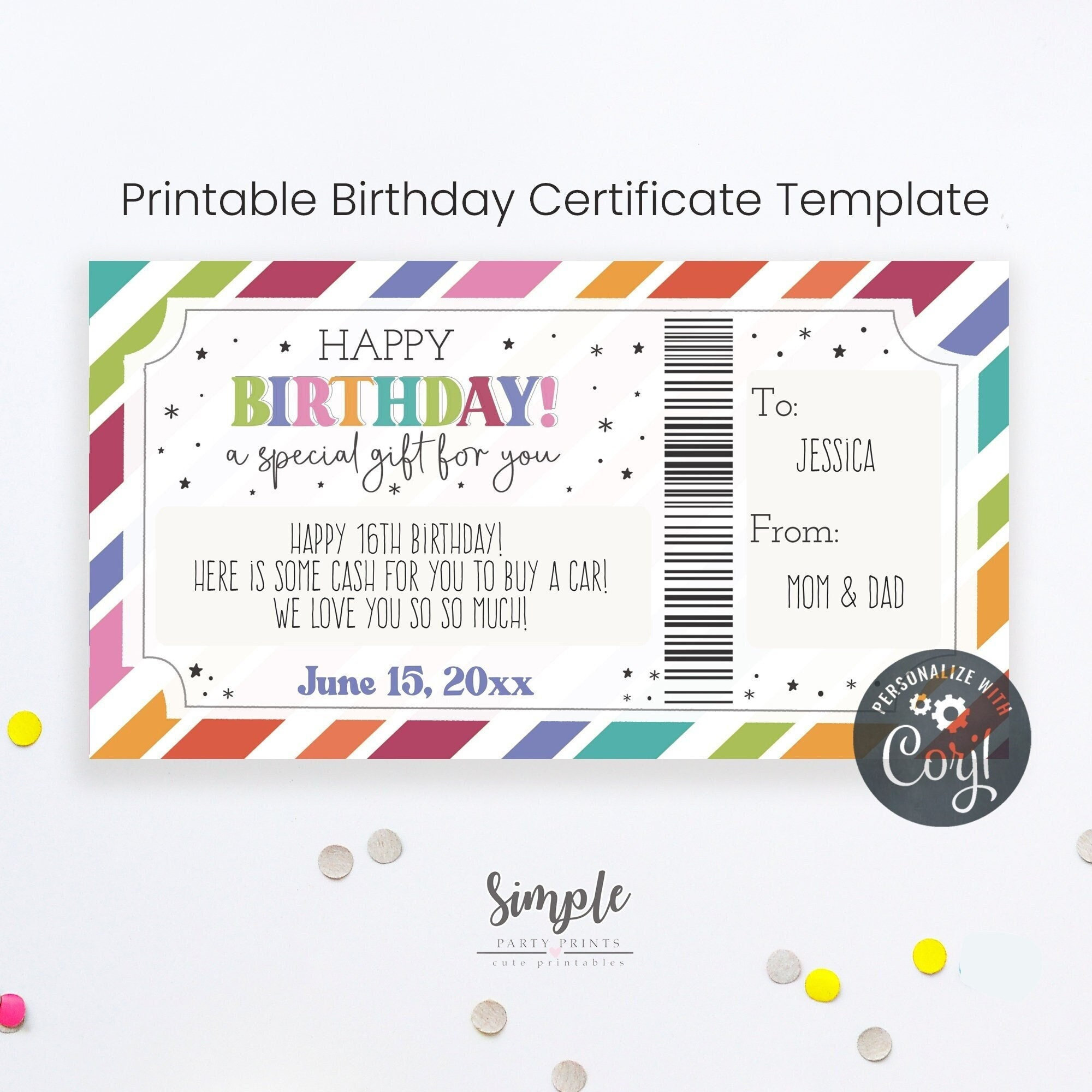 Printable Birthday Certificate Templates