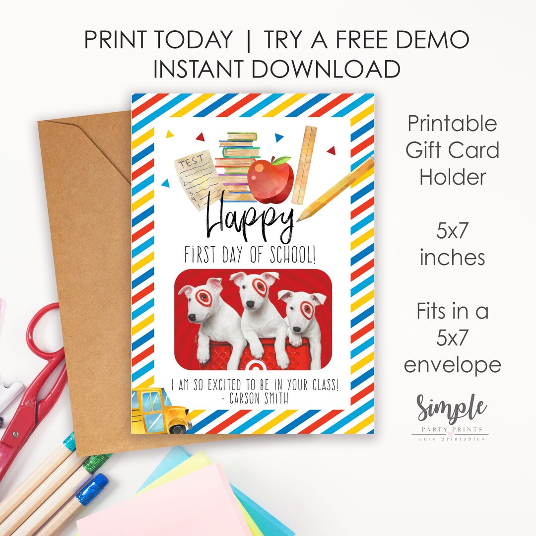 First Day of School Gift Card Holder Target Gift Card Holder - Etsy