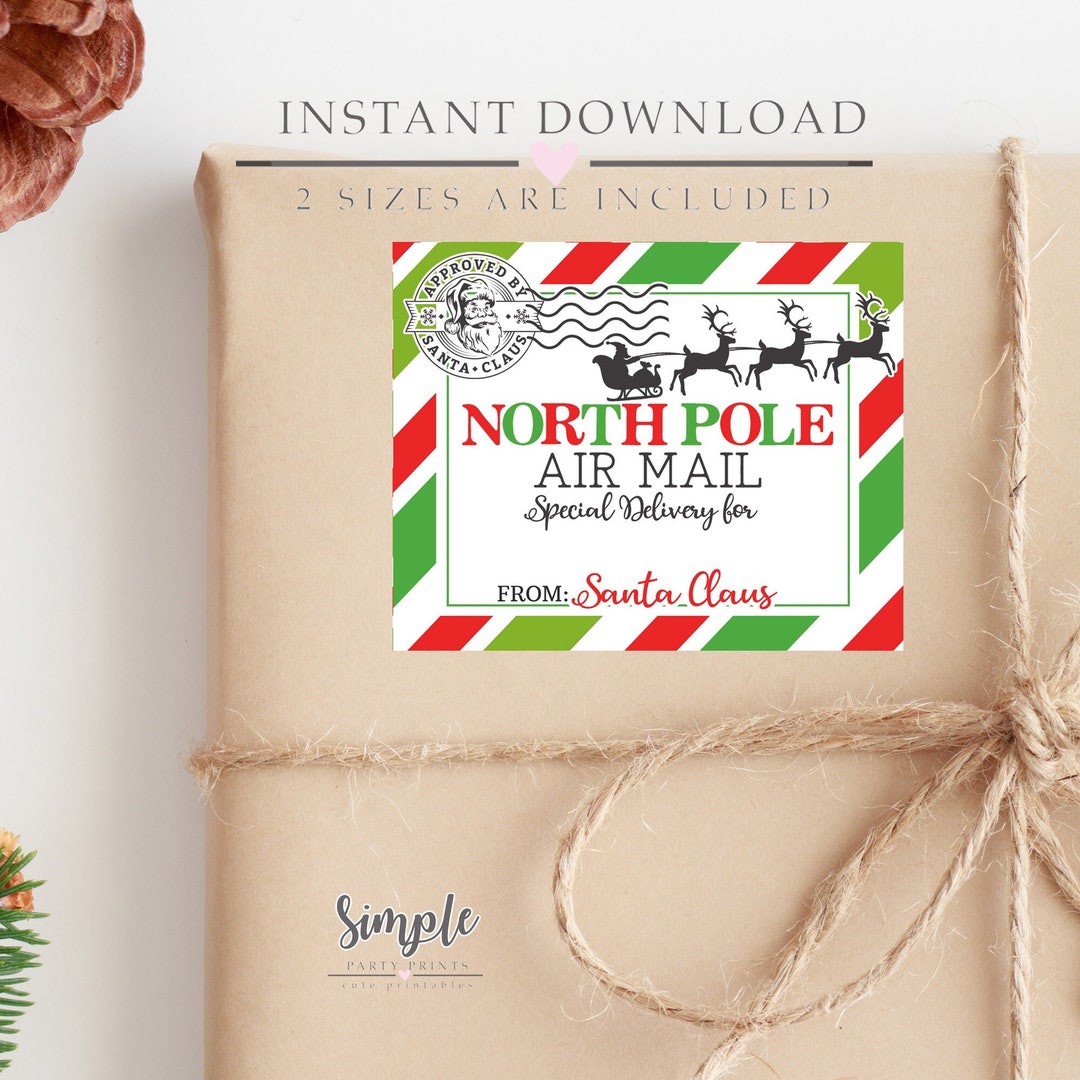 Printable Special Delivery Santa Labels, North Pole Express Mail Tags ...
