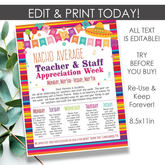 Editable Cinco De Mayo Flyer Teacher Appreciation - Etsy