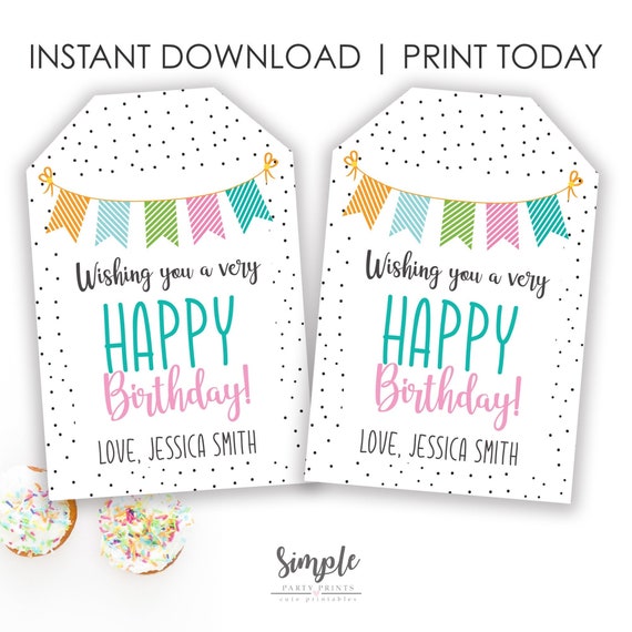 Printable Happy Birthday Tag, Editable Birthday Gift Ideas for friends ...