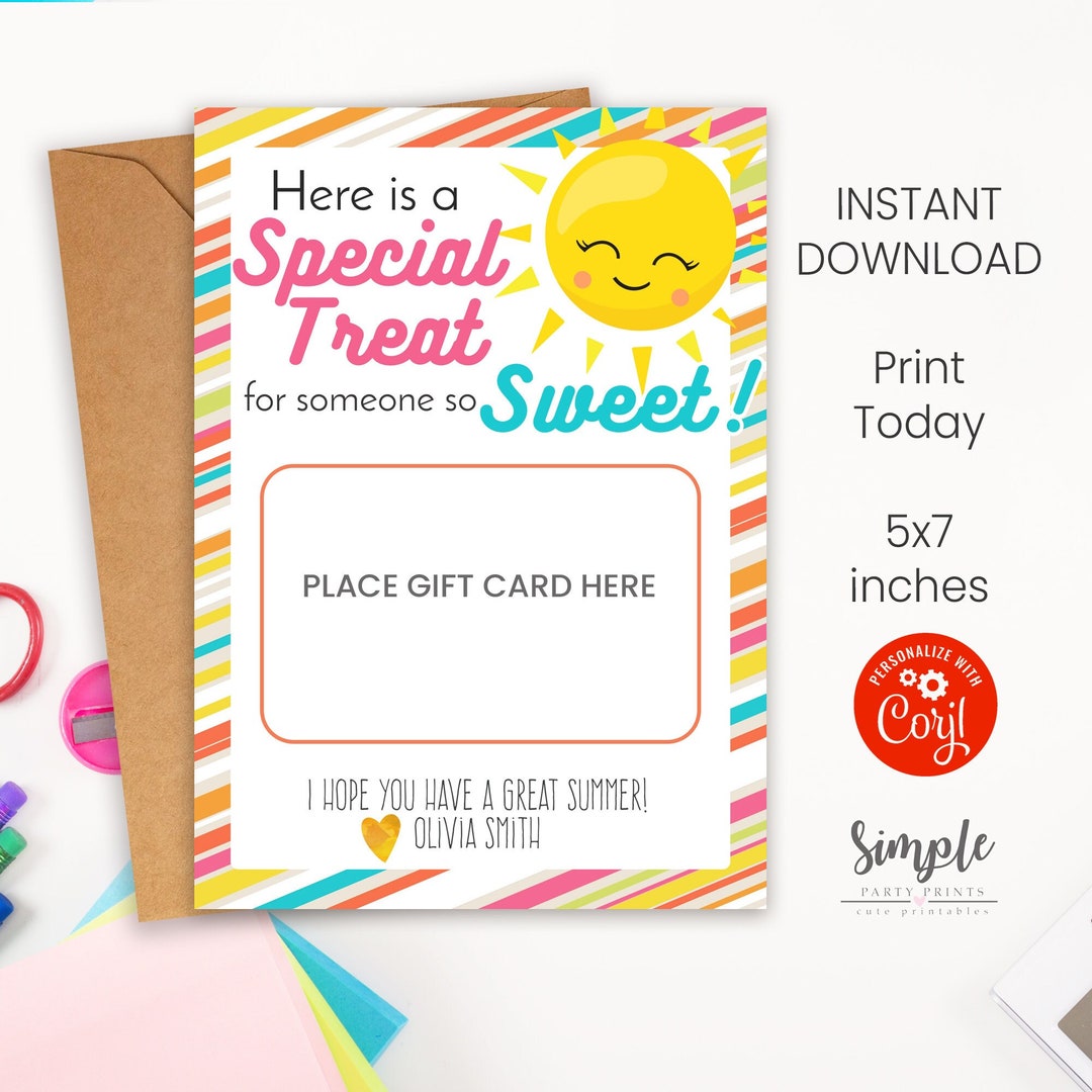 Kids Gift Card Holder, Printable Teacher Appreciation Gifts, Editable ...