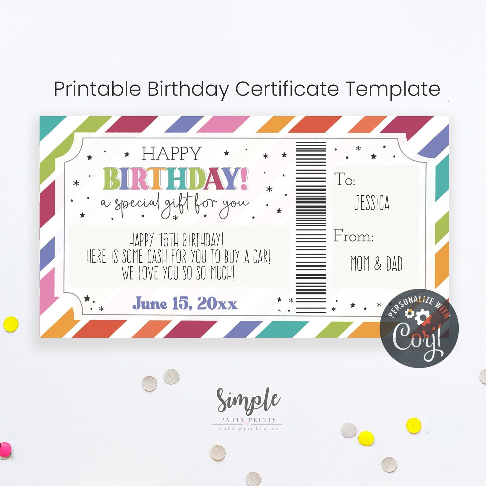 Editable Birthday Gift Voucher Printable Bday Certificate - Etsy