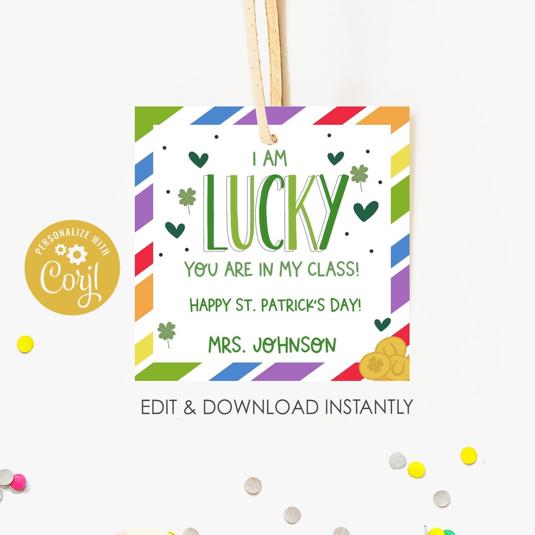 Printable St. Patrick's Day Tag Editable Lucky Charms Gift Tags Custom ...