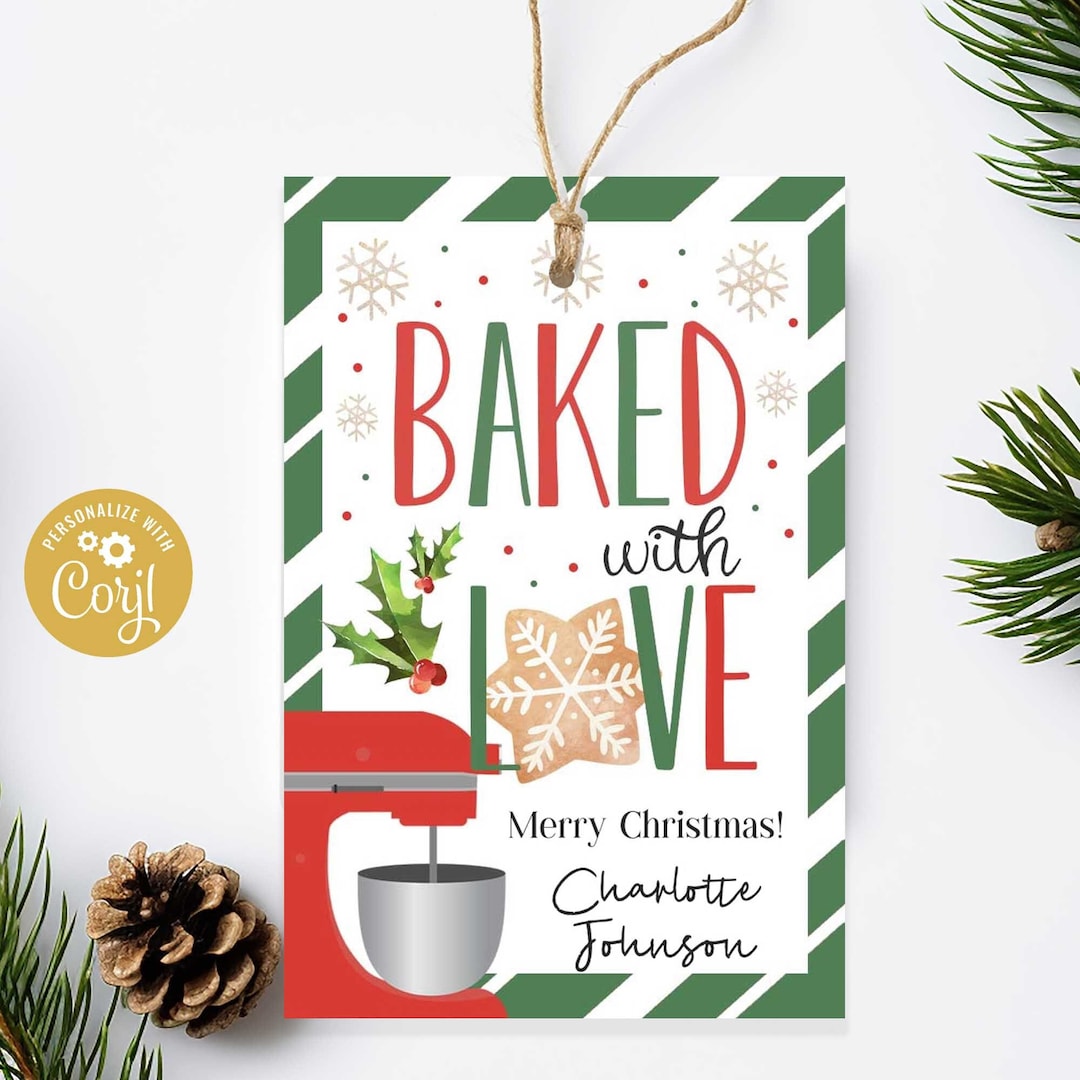 Editable Baked With Love Tag, Printable Homemade Christmas Treats Label ...