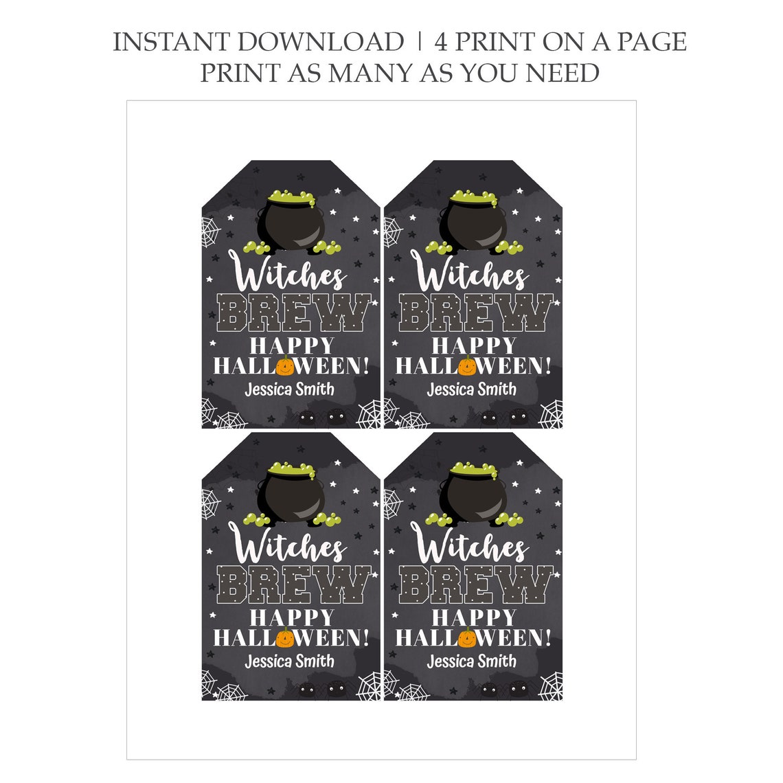 Editable Witches Brew Wine Gift Tags Printable Halloween Tag - Etsy