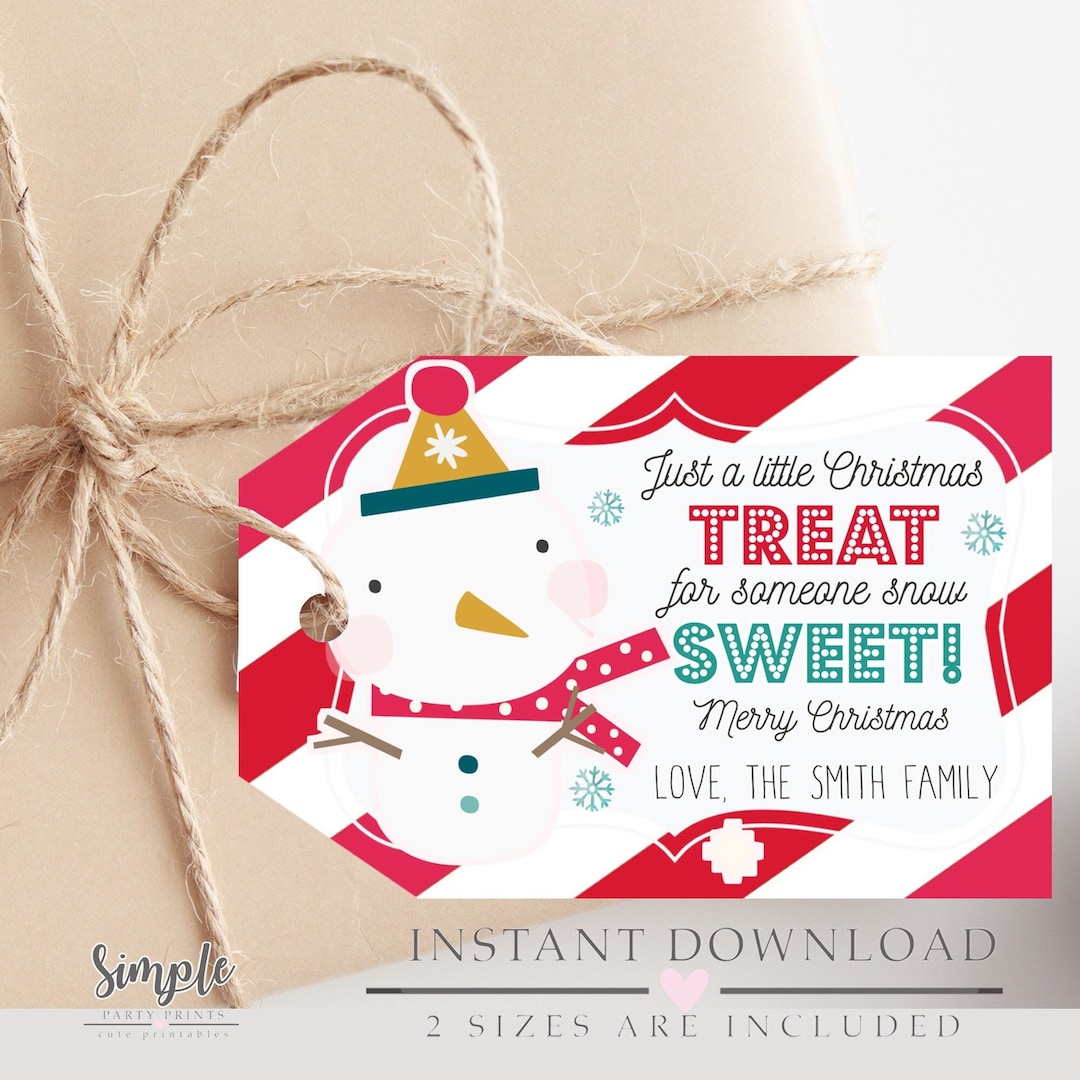 Printable Snowman Christmas Gift Tags, Holiday Treat Labels, Xmas Favor ...