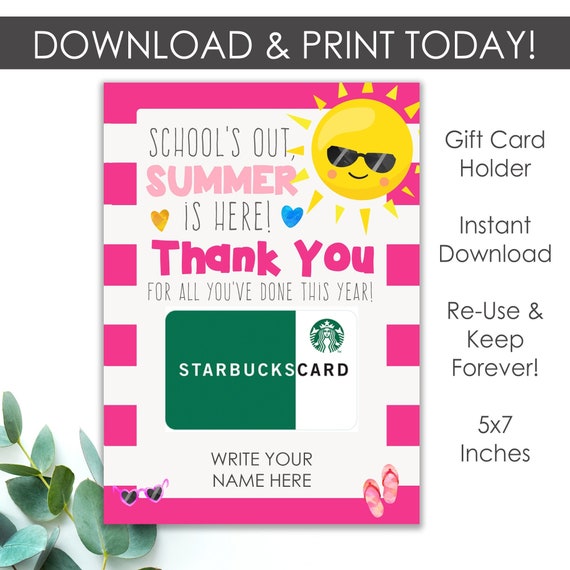 Instant Download Printable End of the Year Gift Card Holder for ...