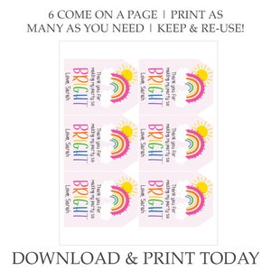 Editable Rainbow Favor Tag Rainbow Gift Tags Rainbow Thank You Tags ...
