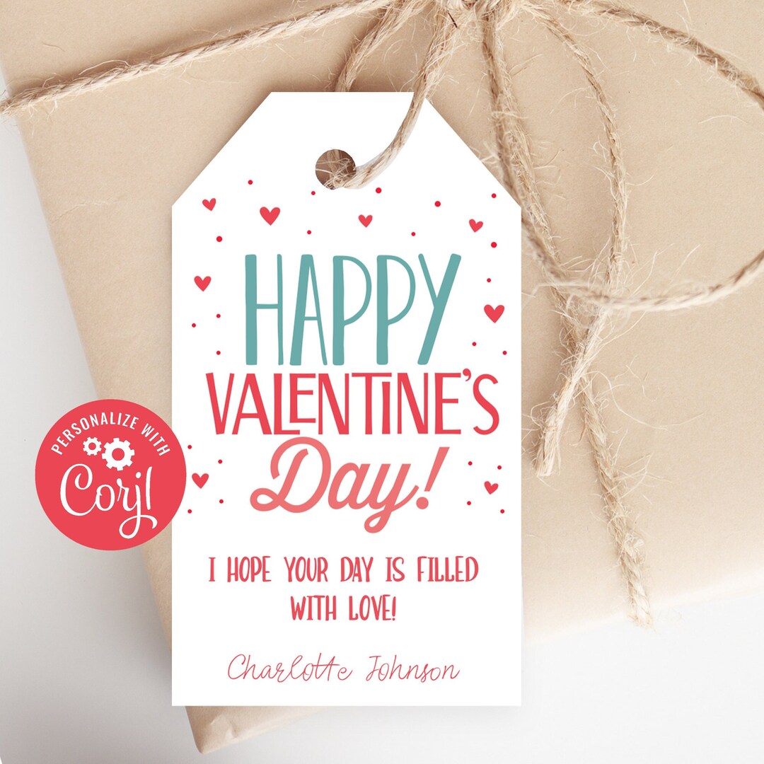 Printable Valentine's Day Gift Tag, Personalized Valentine Label, Tags ...
