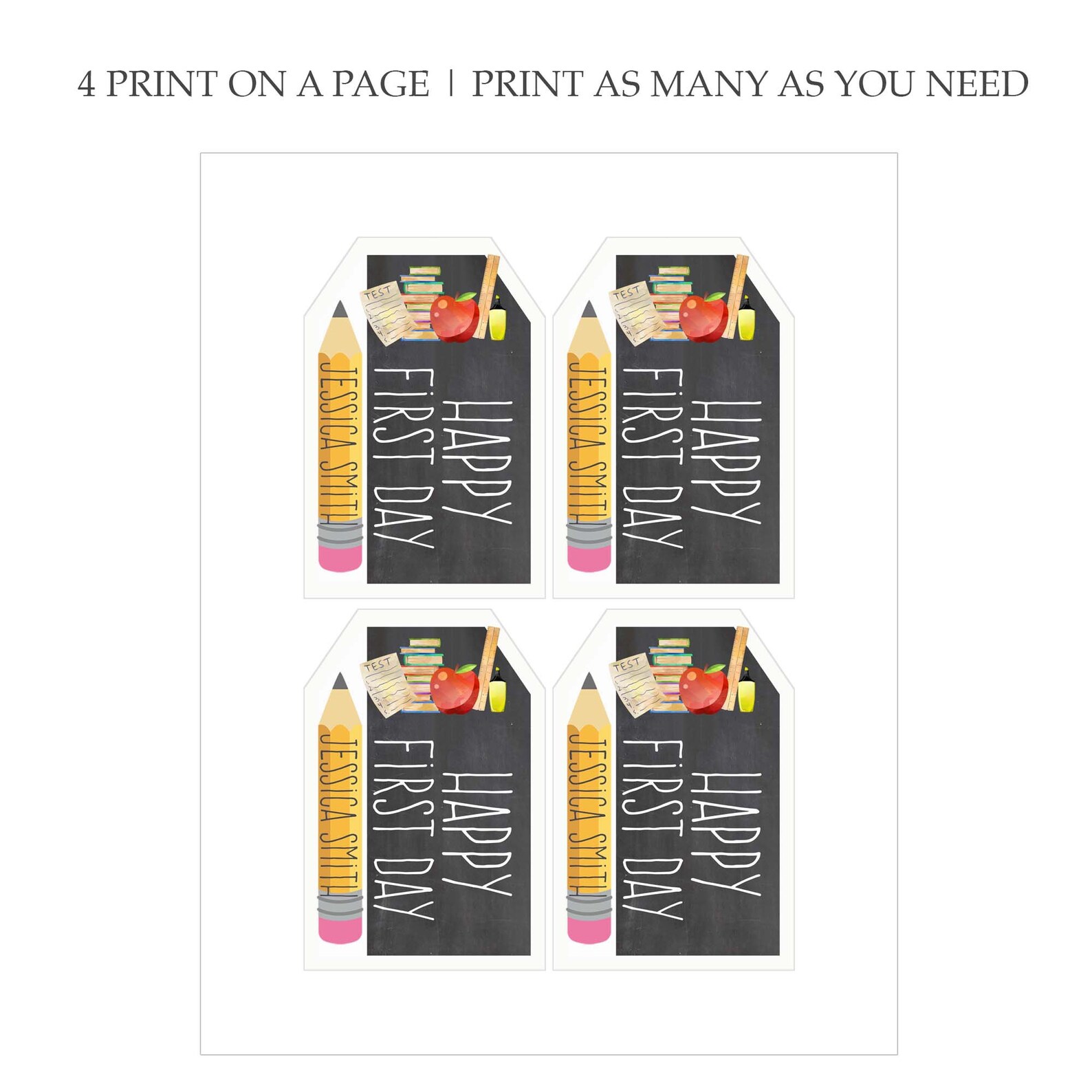 First Day of School Printable Gift Tag Editable Chalkboard - Etsy