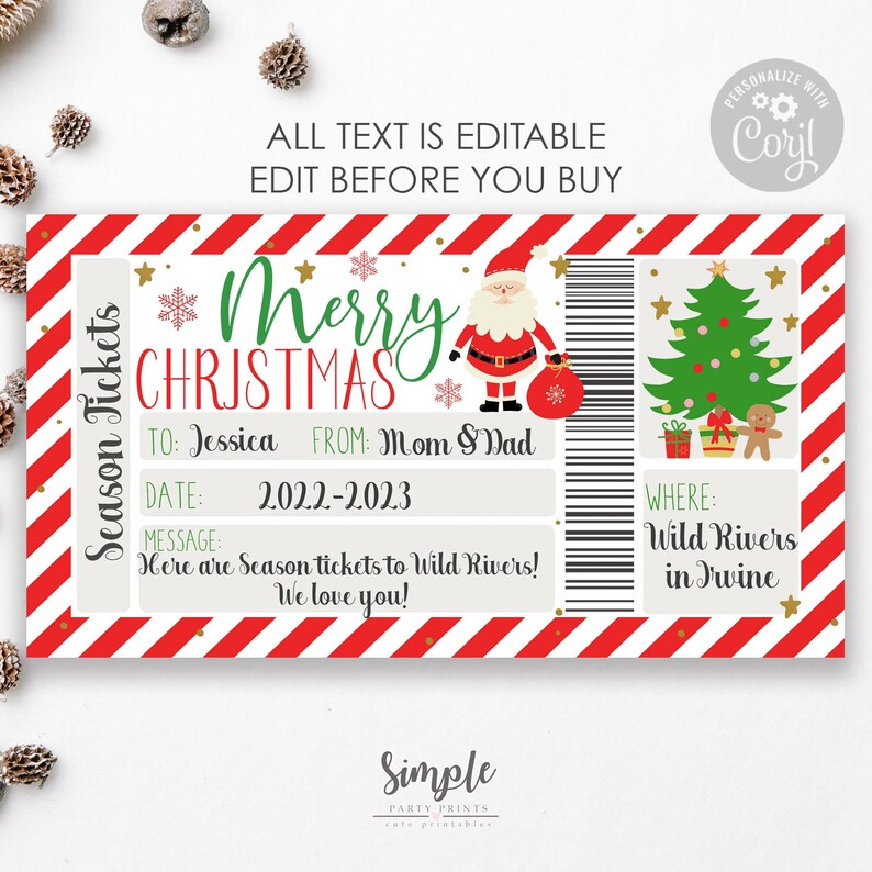 Printable Christmas Voucher Template Editable Christmas Gift - Etsy