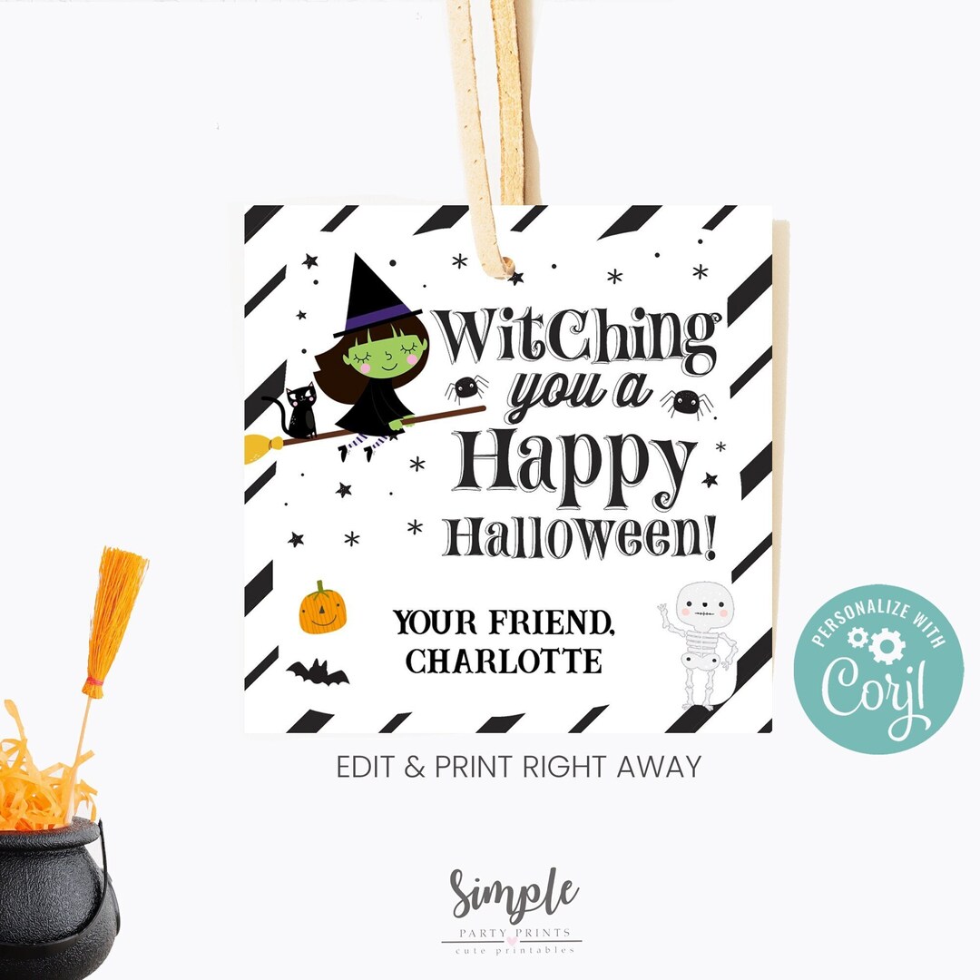Editable Halloween Trick or Treat Tags, Printable Happy Halloween Tags ...